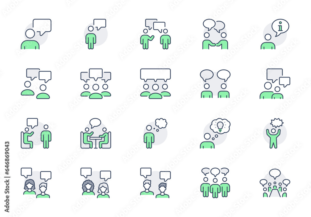 Talking people line icons. Vector illustration include icon - teamwork ...