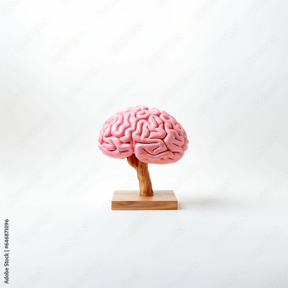 AI generated illustration of a human brian isolated on a white ...