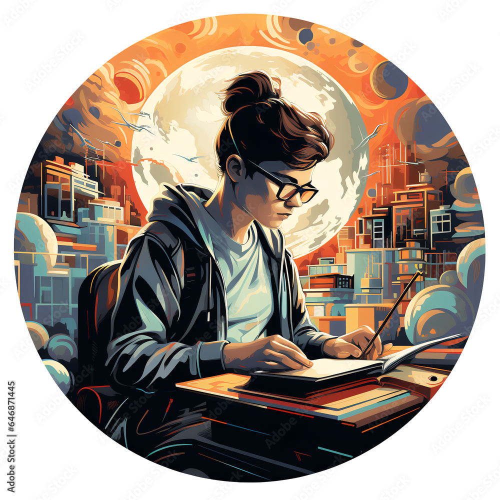 In a vibrant vector illustration inspired by American design, a single ...