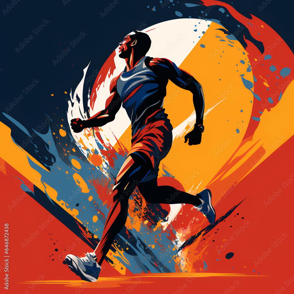 In a dynamic vector illustration inspired by American design, a single ...