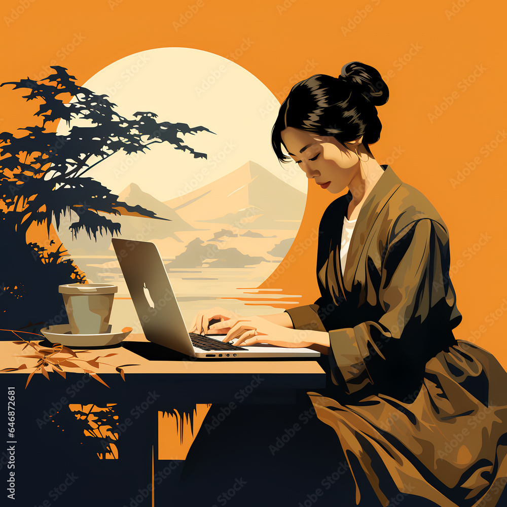In a striking Korean - inspired design, a vector illustration depicts a ...