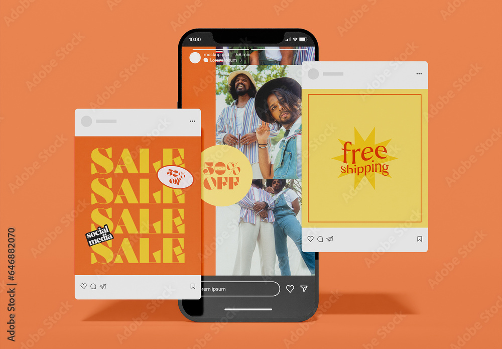 Smartphone with Vertical Layout Mockup Stock Template | Adobe Stock
