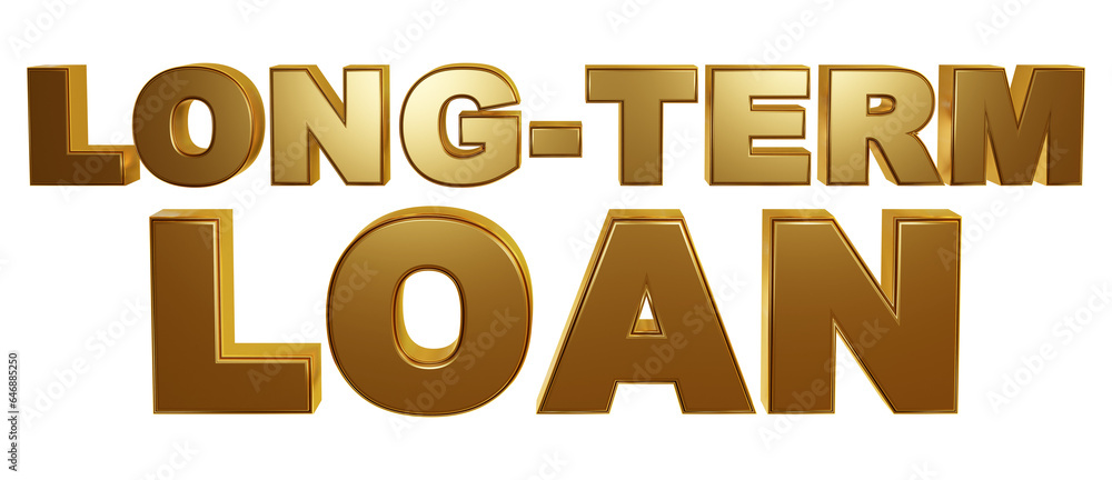 'Long Term Loan' luxury realistic golden text 3d rendering for title ...