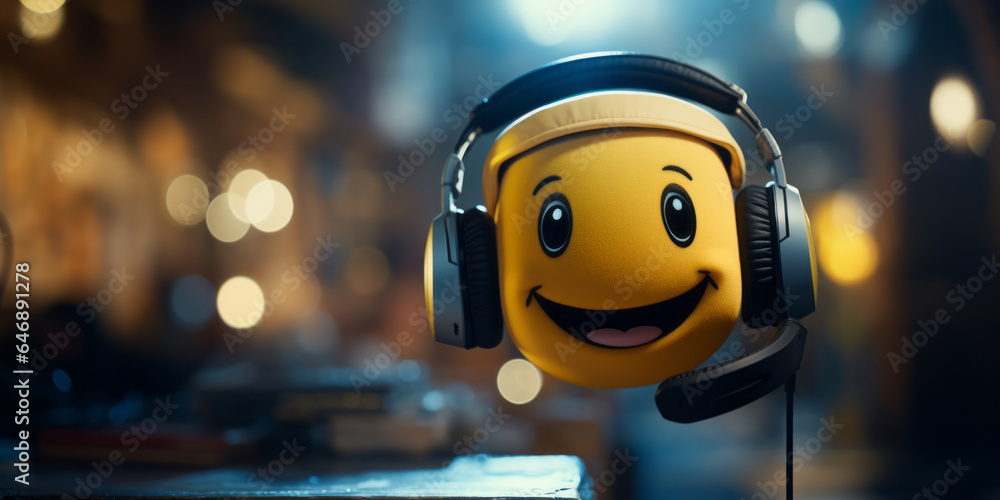 Friendly call centre worker. Smiley face. Emoji. Friendly customer ...