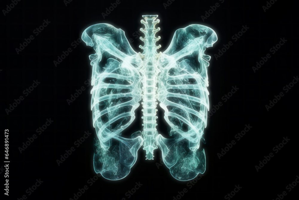 An X-ray of a torso. Ribcage. Bones. Medical. Health. Diagnostic ...