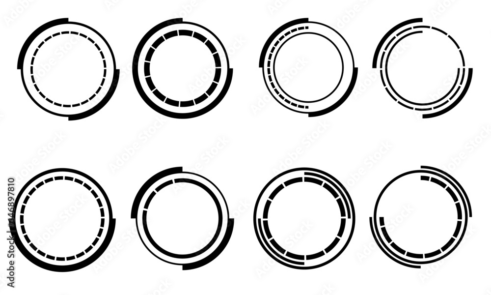 Set of sci fi black circle user interface elements technology ...