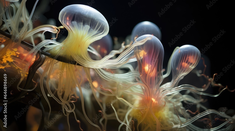 Abstract biology , microscopic view of organic substance, microorganism ...