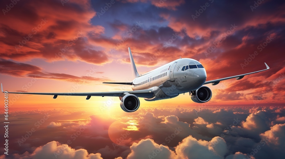 commercial airliner in the morning sunlight, Airbus Boeing aircraft ...