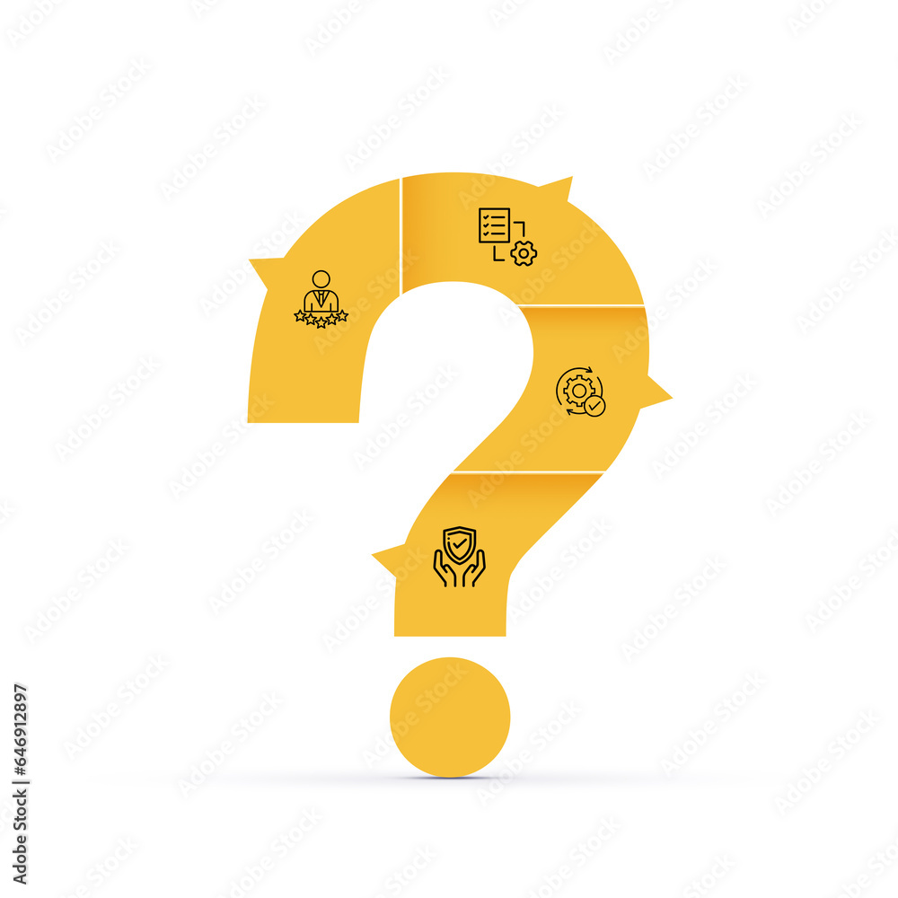 Question Mark Infographic report template made from lines and icons ...