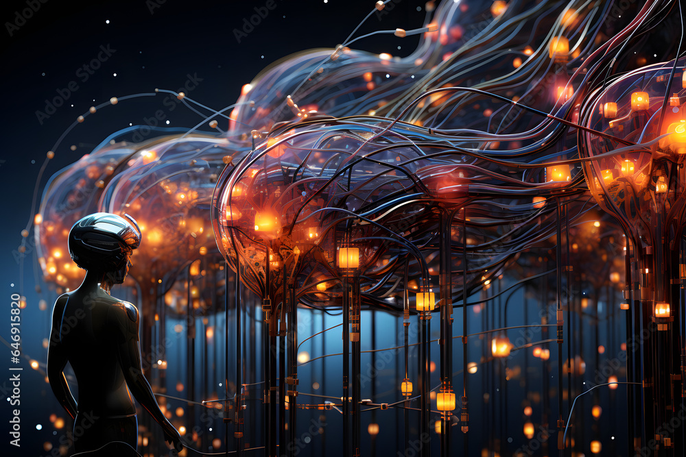 AI's Mental Matrix: Grids, Nodes, and Infinite Connections Stock ...