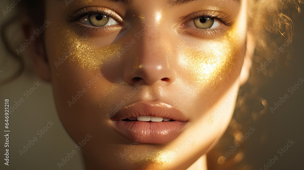 Fotografia do Stock: Model highlighting a dewy look with shimmering ...