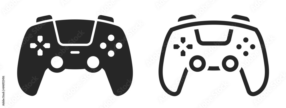 Gamepad Icon Set Video Game Controller Joystick Console Icon In Flat And Line Style Stock