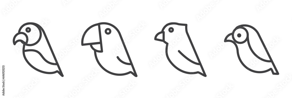 Simple Set cute birds vector line icons, Birds icon set, Thin line ...