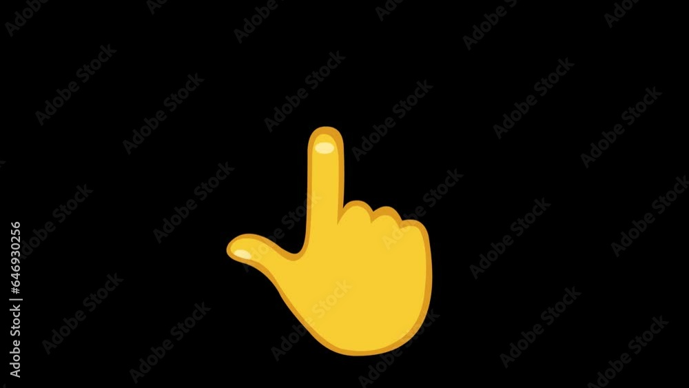 video animation hand cartoon yellow, sliding finger index and an arrow ...