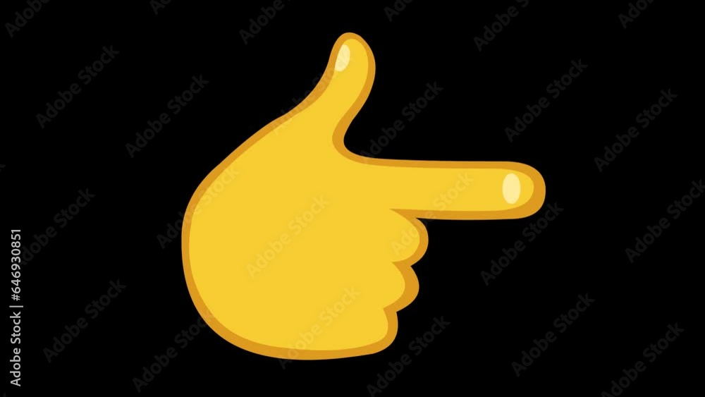 video animation hand cartoon yellow, moving and pointing finger index ...