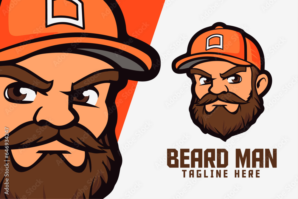 Bearded Man with Hat Template for Sport and Esport Fans: A template ...
