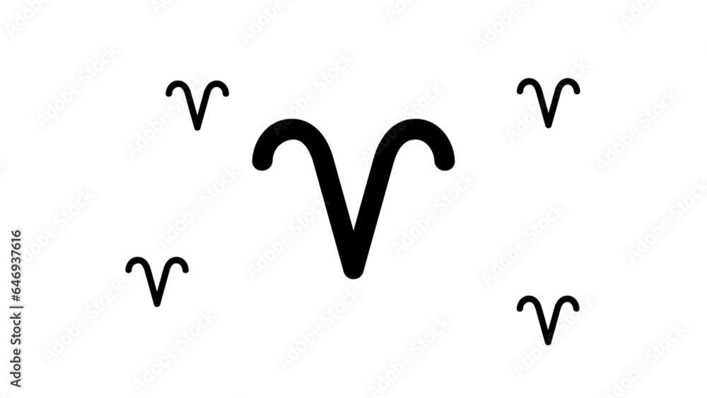 Zoom in and out animation the zodiac aries symbol. Large black symbol ...