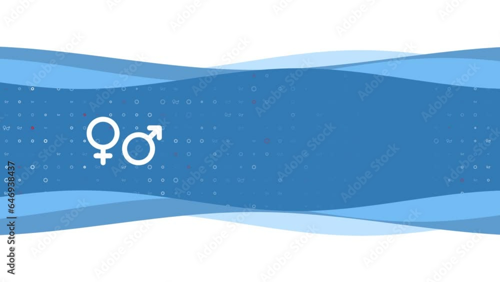 Animation of blue banner waves movement with white gender symbol on the ...