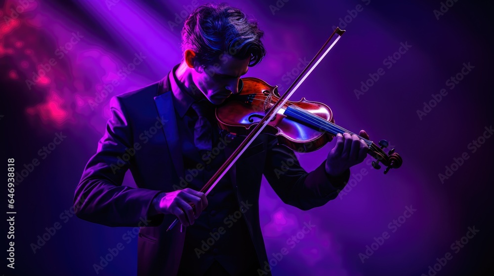elegant and atmospheric image featuring a skilled viola player ...
