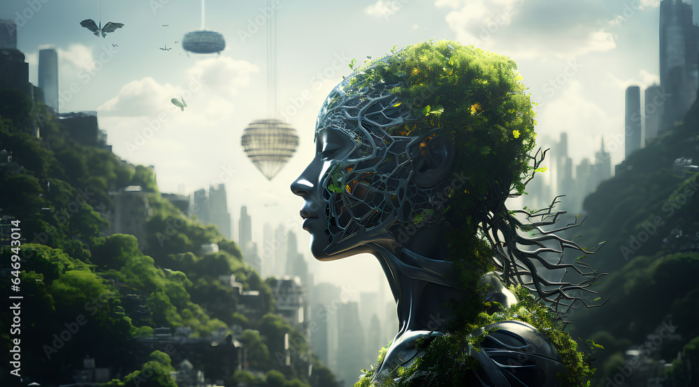 Sustainable environment concept. The image depicts human thinking ...
