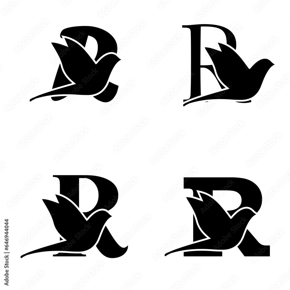 Vetor de Initials Logo Design Alphabet Letter R I Bird Logo Design ...