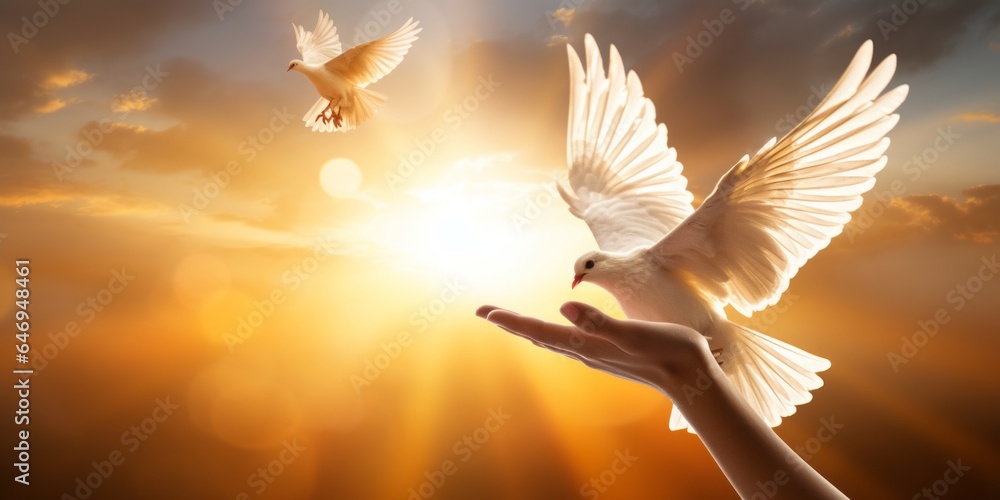 world peace, Womans Uplifted Hand Resembling a White Dove in Flight ...