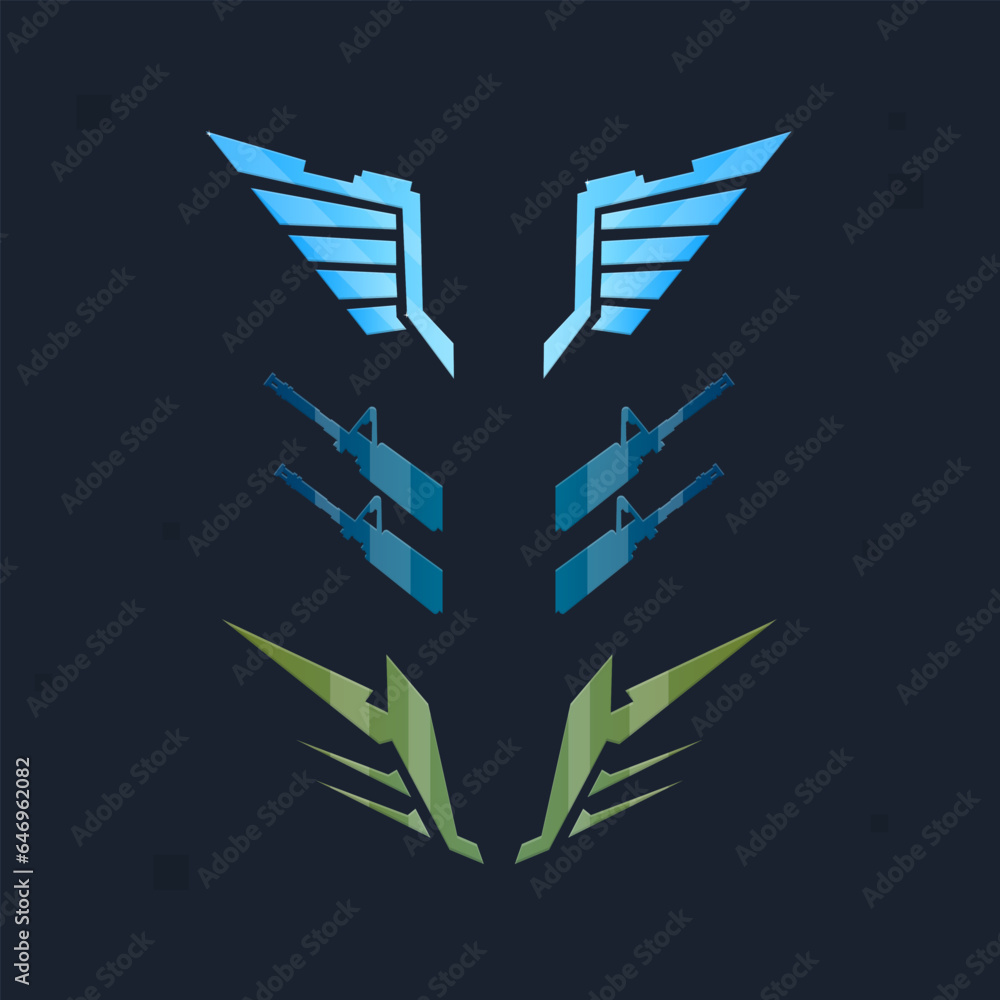 Vetor de Sci Fi Hud Futuristic Military Logo Emblem Element Wings ...