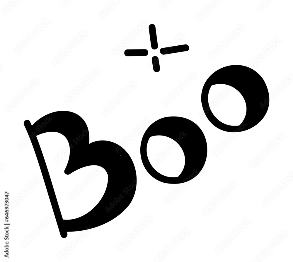 Boo lettering, doodle text for Halloween, design element for sticker ...
