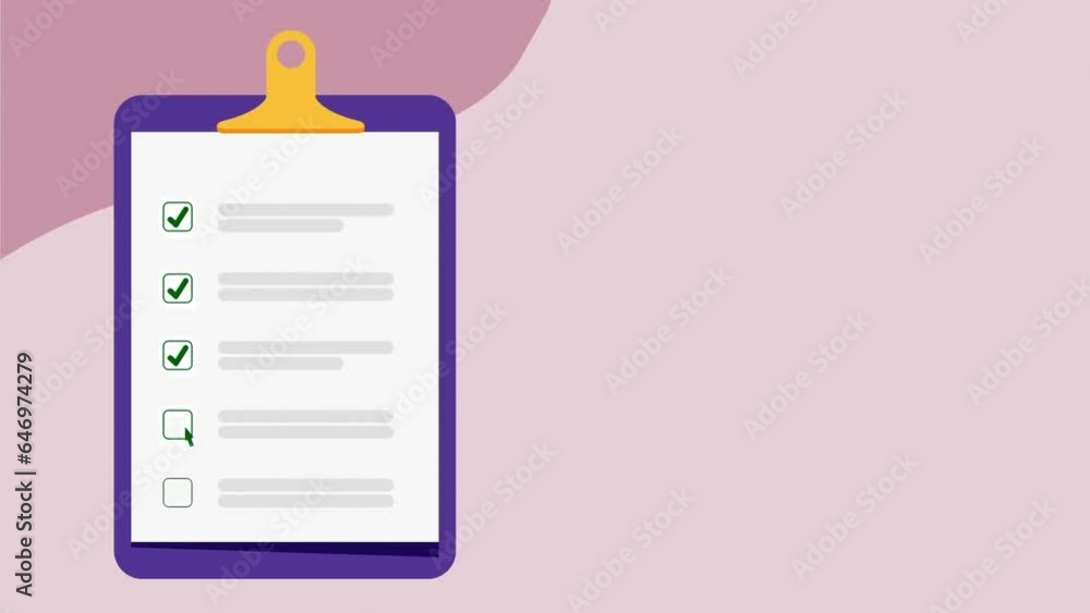 checklist animation video on the activity list board. clipboard with ...