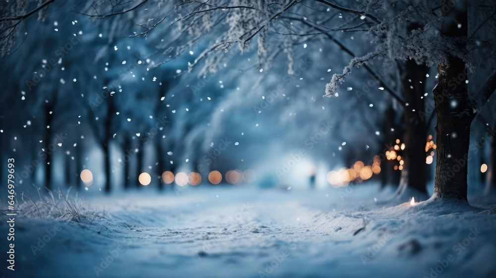 Frosty winter landscape in snowy forest Christmas background Stock ...