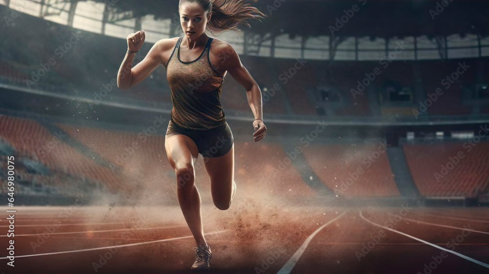 Female athlete runner sprinter young woman running, workout goal and ...