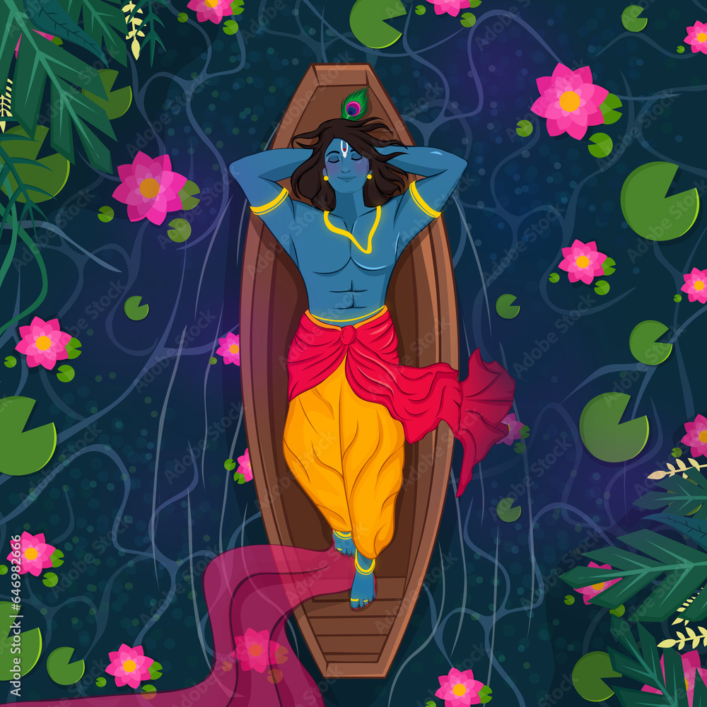 Lord Krishna Vector Art and Illustration, Krishna Digital Art Stock ...