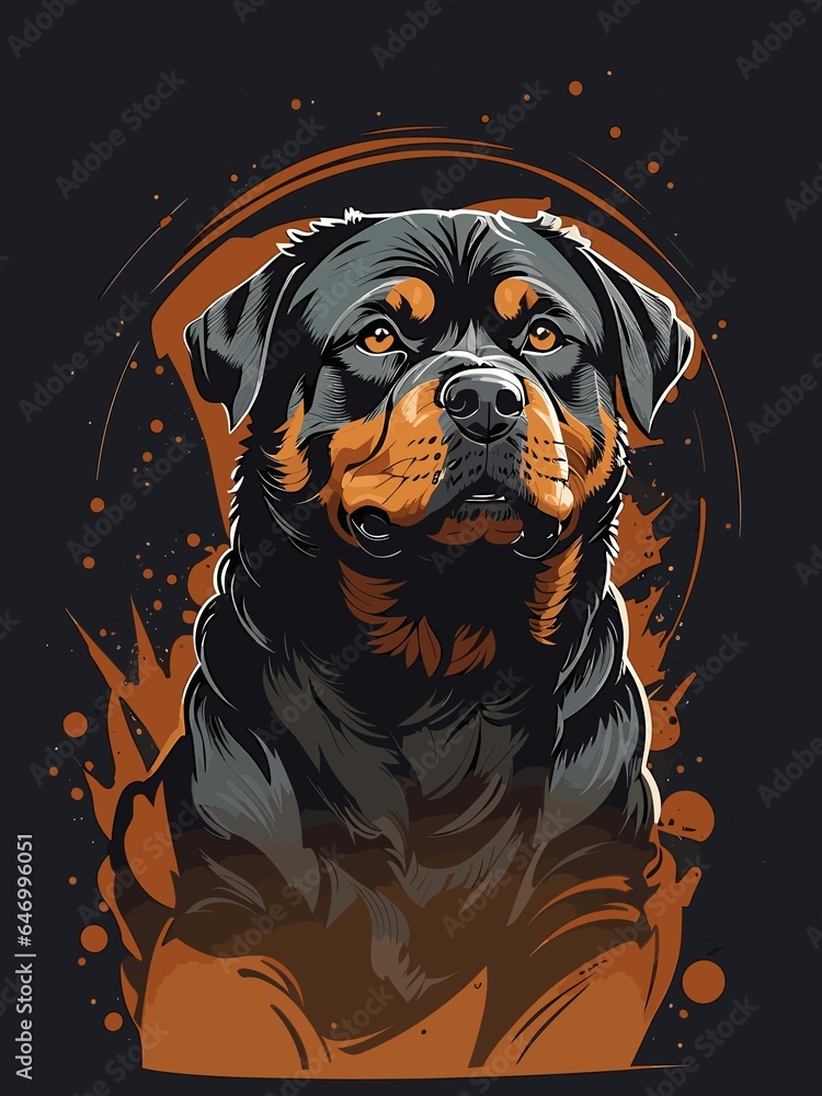 Rottweiler vector illustration of dog in the color of the breed of ...