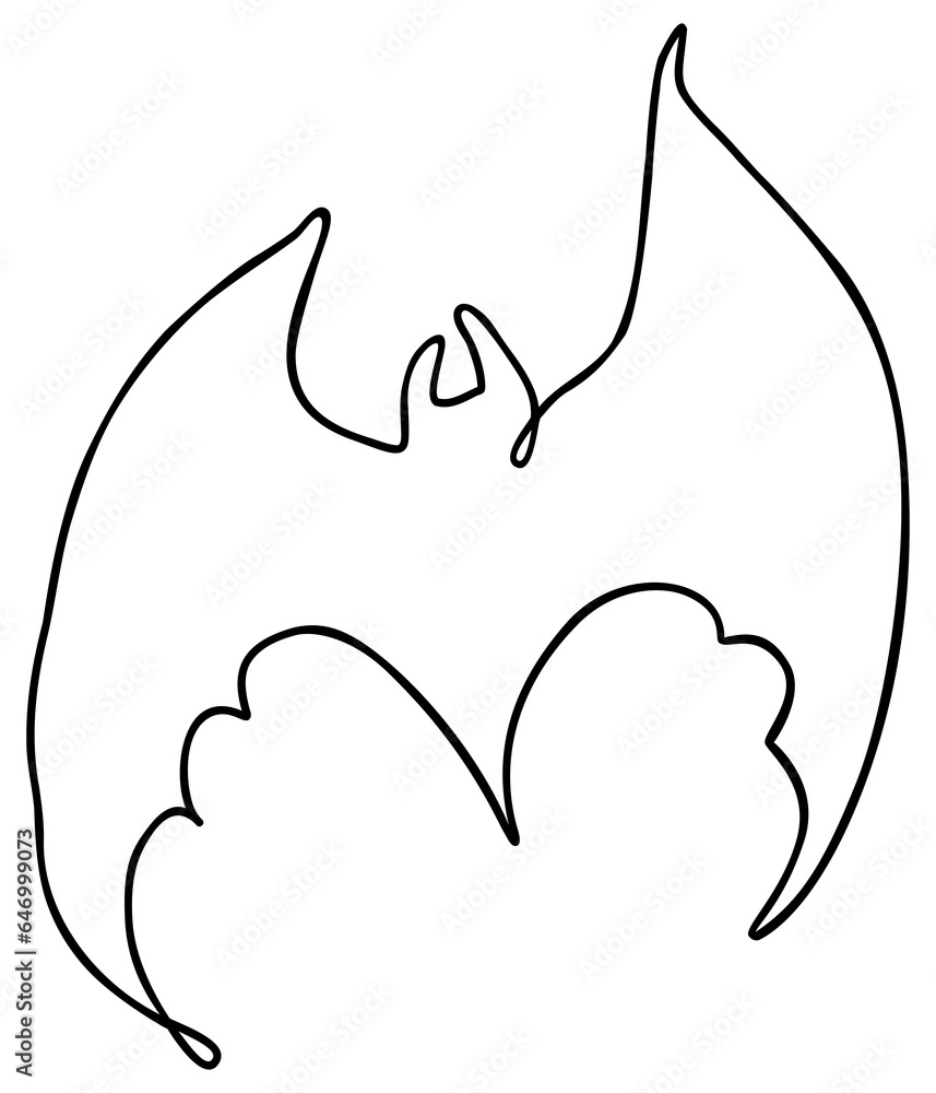 Bat Line Art | Halloween spooky Season | Flying Bat | Black Line Art ...