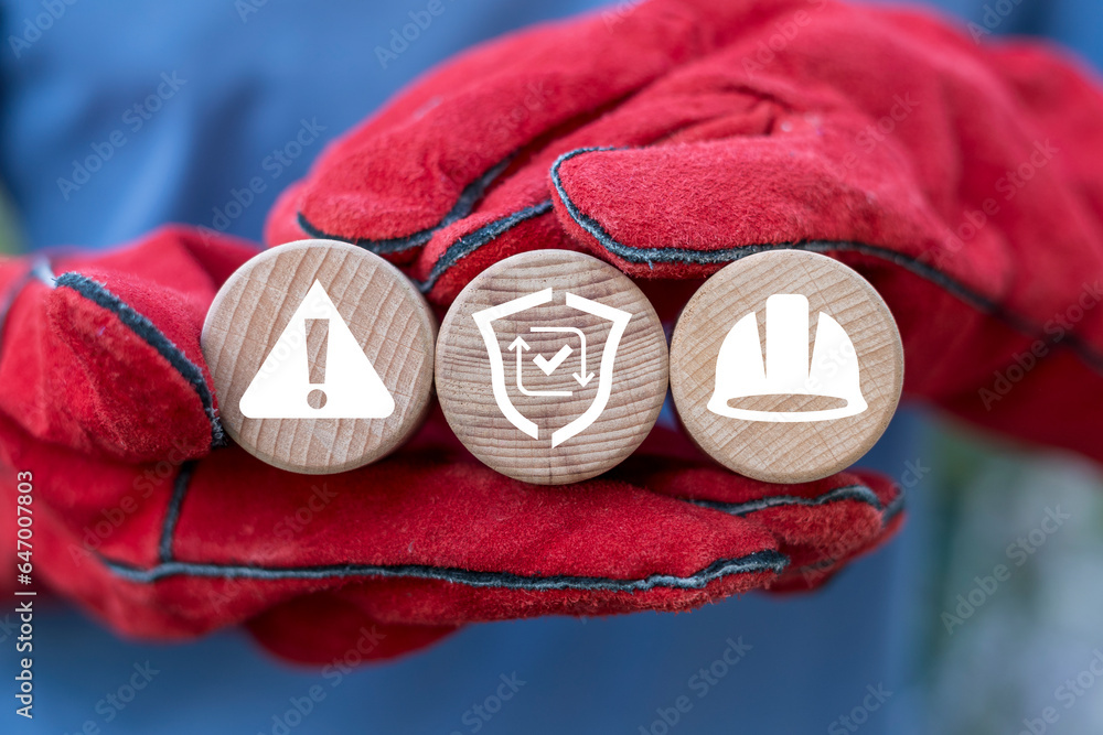 Safety first, work safety, caution work hazards, danger surveillance ...