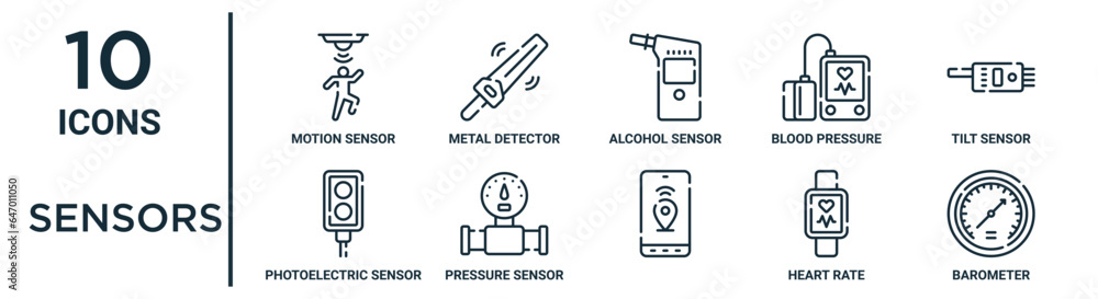 Vetor de sensors outline icon set such as thin line motion sensor ...