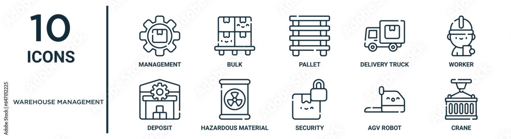 warehouse management outline icon set such as thin line management ...