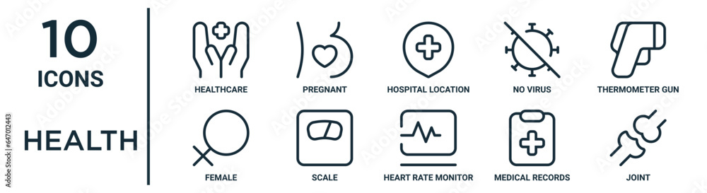 health outline icon set such as thin line healthcare, hospital location ...