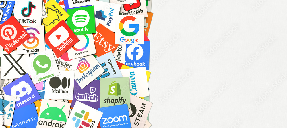 social media logos, social media 3D background design - visual design ...