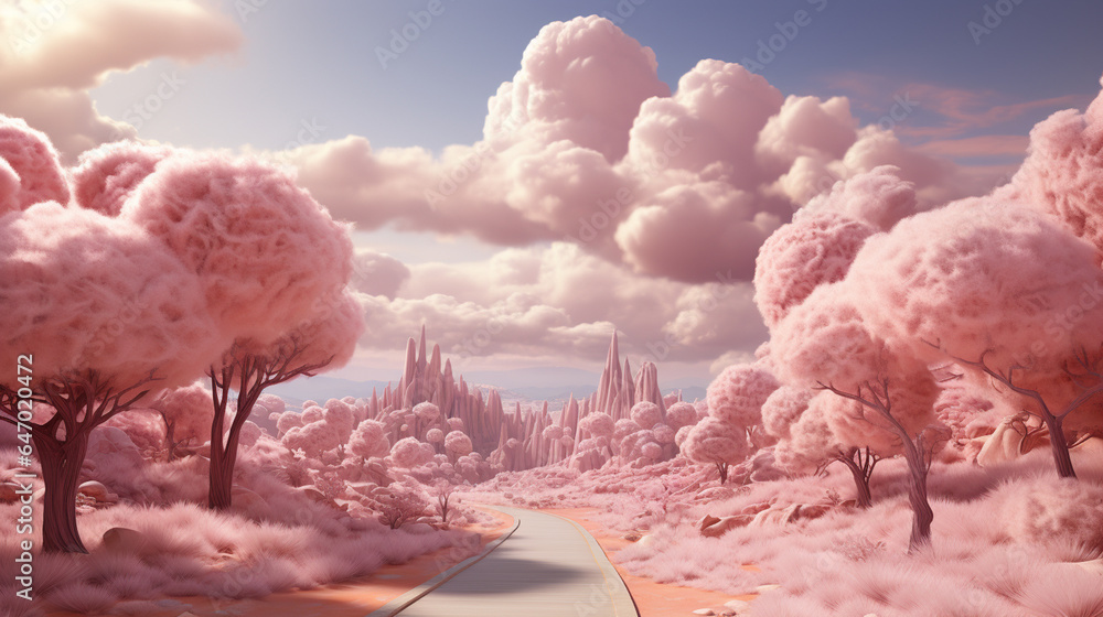 Beautiful, Pastel Pom Pom Trees in a Surreal Cotton Candy Themed ...