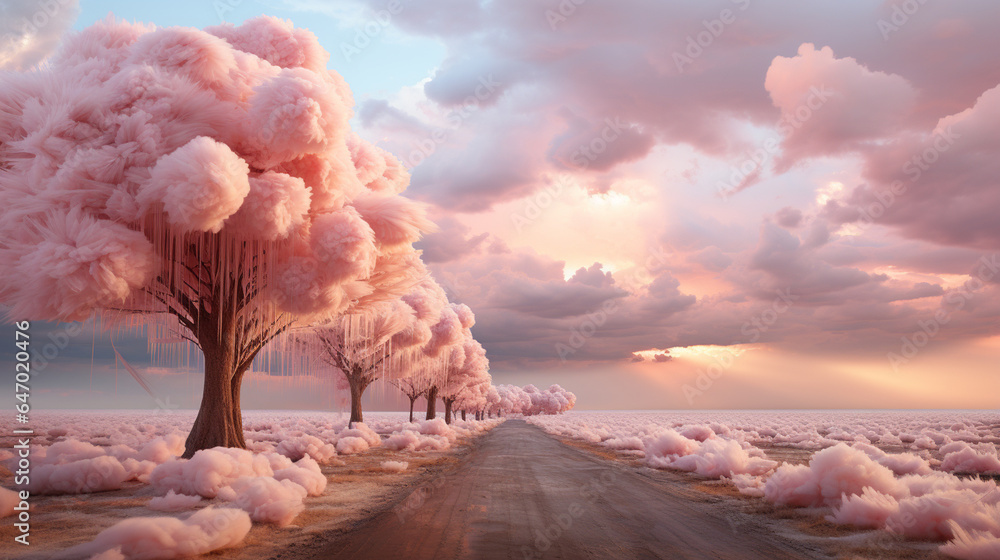 Beautiful, Pastel Pom Pom Trees in a Surreal Cotton Candy Themed ...