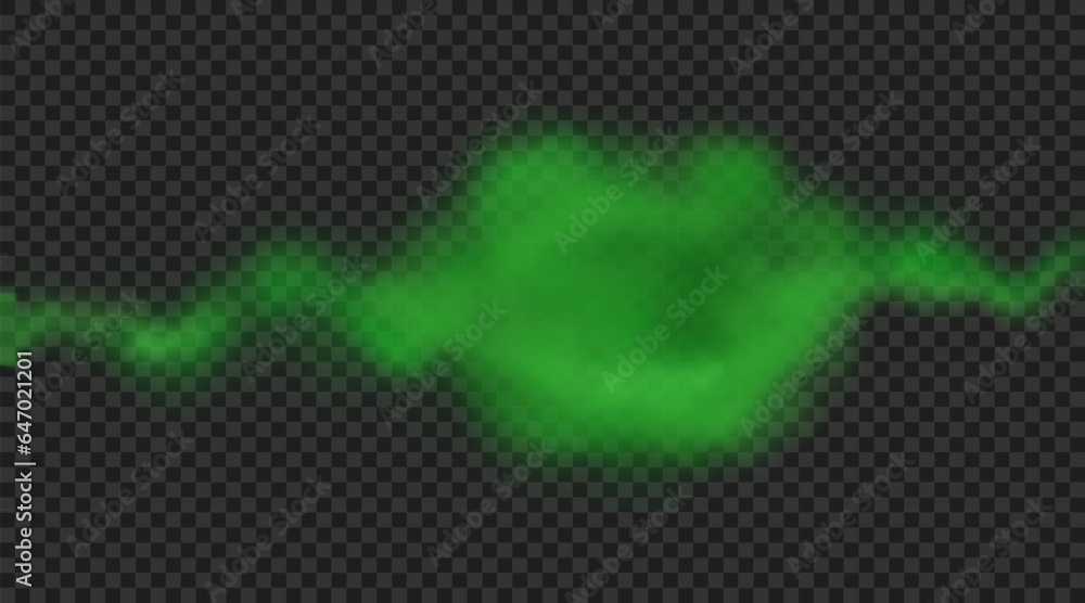 Big stinky cloud isolated on transparent backdrop. Vector green bad ...