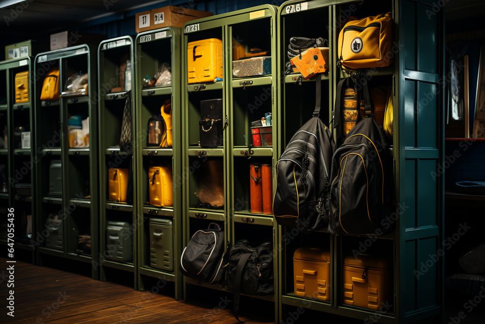 Locker inside a police station, storing uniforms and equipment ...