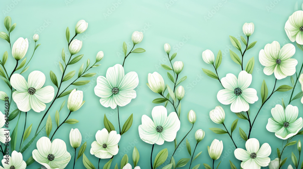 4K wild flowers wide wallpaper design, painted flowers in an abstract ...