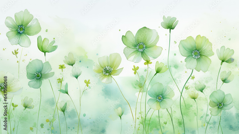 4K wild flowers wide wallpaper design, watercolor painted flowers in an ...