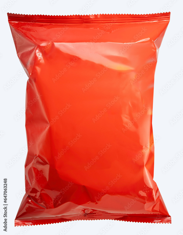 Food Packaging, Foil and plastic snack bags mockup isolated on white ...