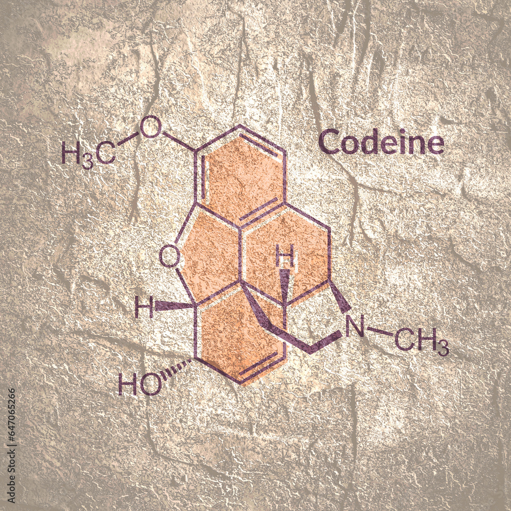 Codeine pain and cough relief drug molecule. Skeletal formula. Stock ...