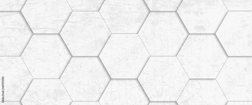 Hexagons grunge wall seamless texture, Tiles. A white marble wall with ...