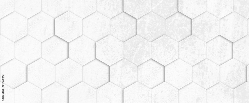 Hexagons grunge wall seamless texture, Tiles. A white marble wall with ...