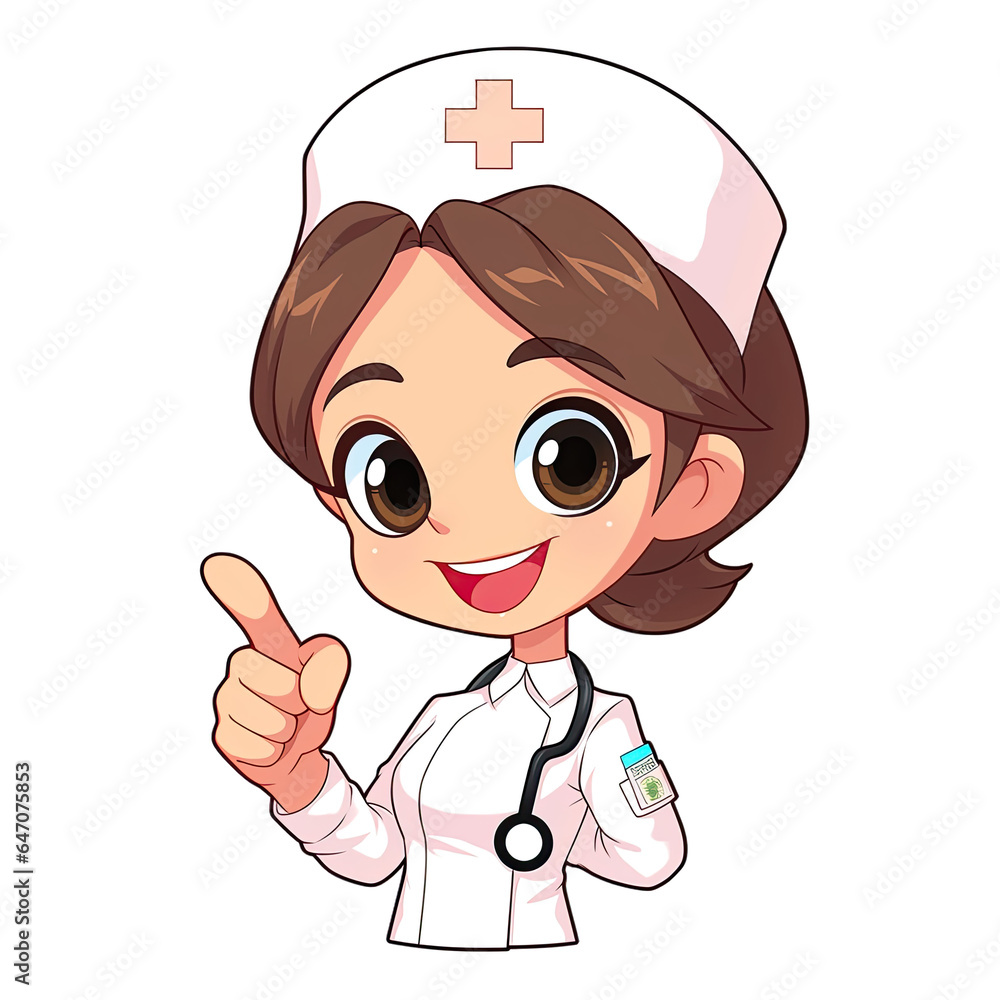 Nurse giving thumbs up 2D cartoon vector isolated on a transparent ...